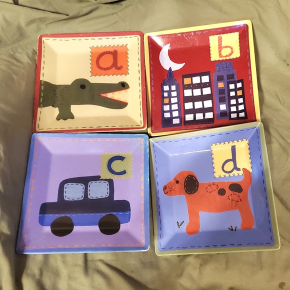 Pottery Barn Kids | Dining | 4 Pottery Barn Kids Alphabet Abcd Melamine ...